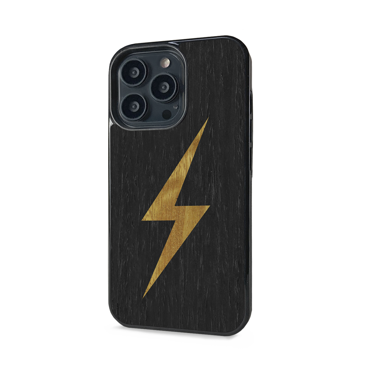 Gold Lightning Bolt Wood iPhone 13 Pro Max Explorer Case - Wooden Cases ...